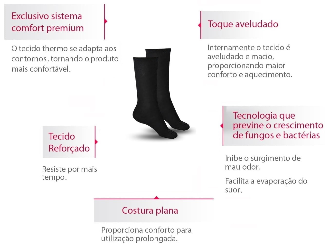 Meia Térmica Infantil Segunda Pele - Preta - Goradin.com.br